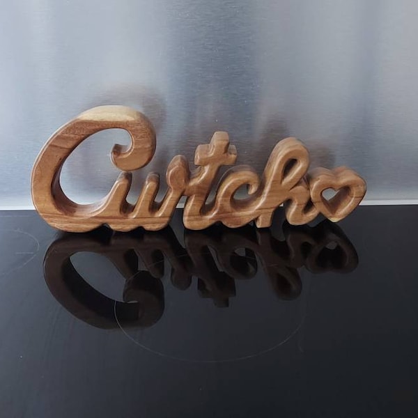 Carved Wooden Word Cwtch (with Heart) - Etsy UK