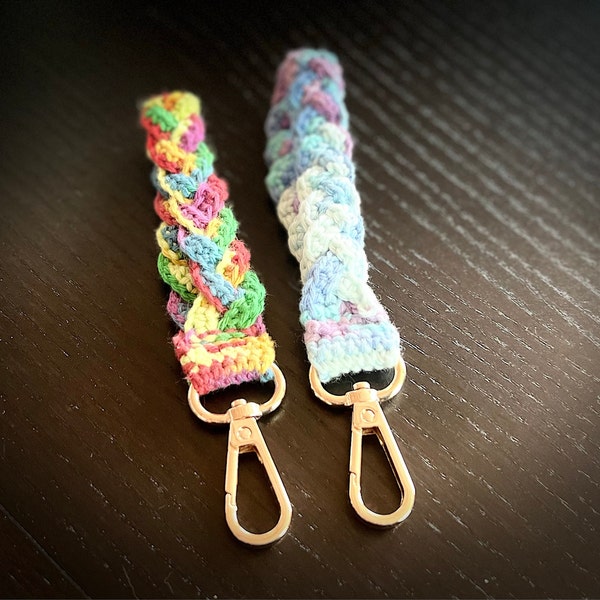 CROCHET PATTERN/ Braided Wristlet/ Crochet Wristlet and Keychain ...
