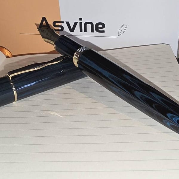 Majohn P140 Piston Fountain Pen, Size 8 Nib Transparent Acrylic Pen ...