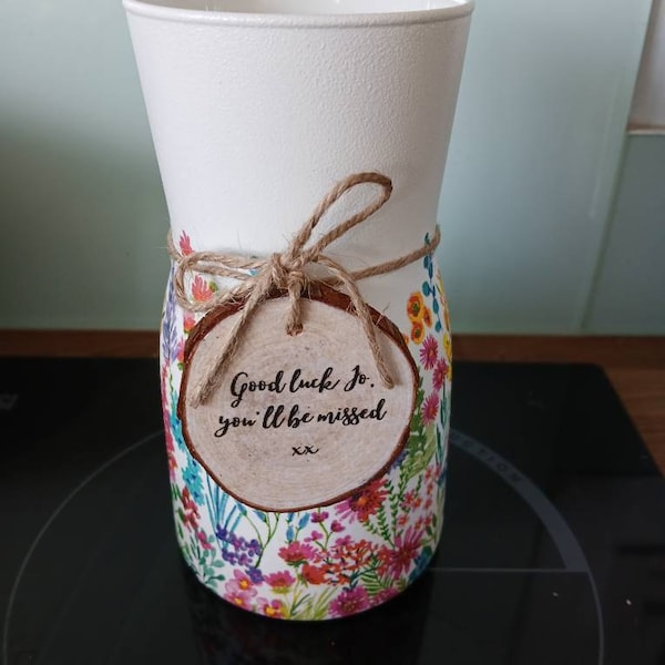 Personalised Retirement Vase, Sunflower Vase, Retirement Gift for Women ...