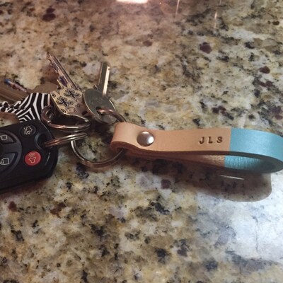 Custom Mint Leather Keychain Custom Leather Keychain - Etsy
