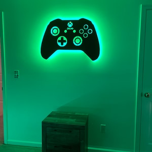 XXL Sized Led XBOX Game Controller Back Lit Sign, Game Room Decor, Wall ...