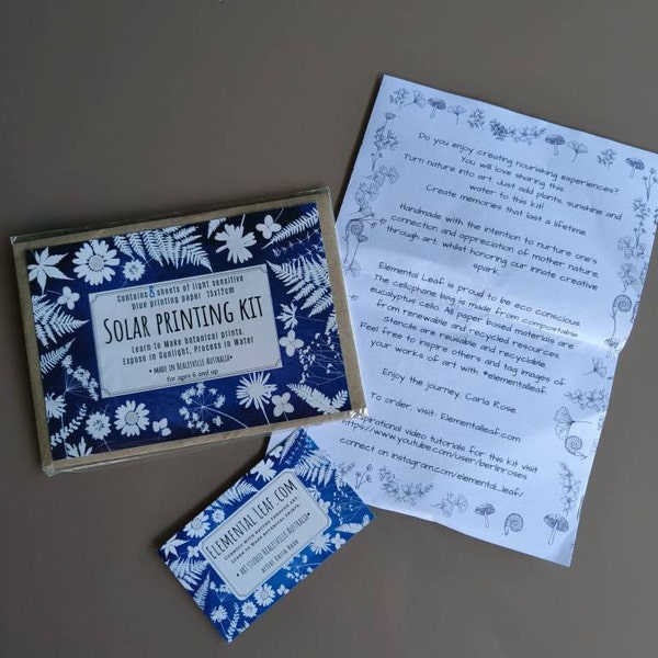 DIY Solar Printing Kit , Craft Kit , Cyanotype , Kit , Solar Printing ...