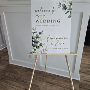 Easel for Wedding Sign Modern, Wooden Floor Easel for Welcome Sign ...