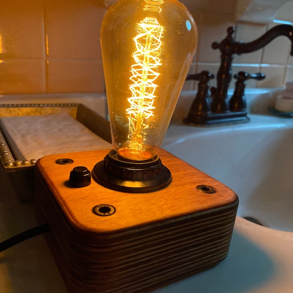 Wooden Edison Lamp Dimmer Industrial Lamp Steampunk Lamp Night Lamp ...