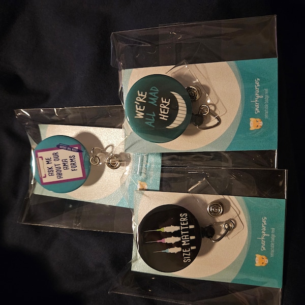 Size Matters Nurse Badge Reel – Funny IV Design, Retractable ID Holder ...