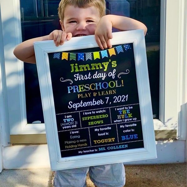 First Day of Kindergarten Sign, First Day of School Sign, Girls ...