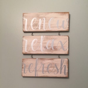 Renew Relax Refresh Spa Sign, Spa Art, Bathroom Art, Relax Sign ...