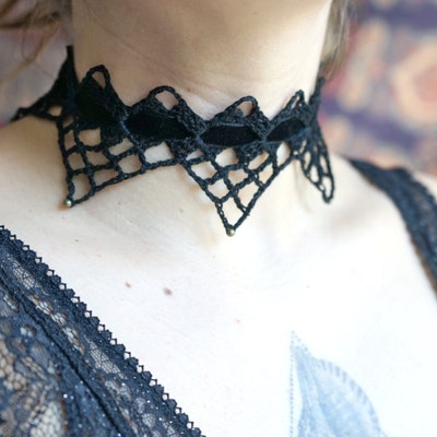 CROCHET CHOKER PATTERN, Victorian Pointed Choker Crochet Pattern ...