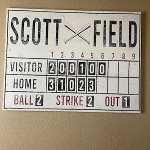 Custom Baseball Scoreboard Sign Vintage Game Room Decor Man Cave Decor ...