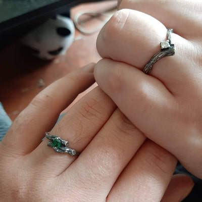 Two Branch Engagement Ring With Topaz, Twig Topaz Ring, Tree Engagement ...