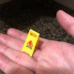 Miniature Mini Floor Warning Caution Sign, Yellow Sign, Dollhouse ...