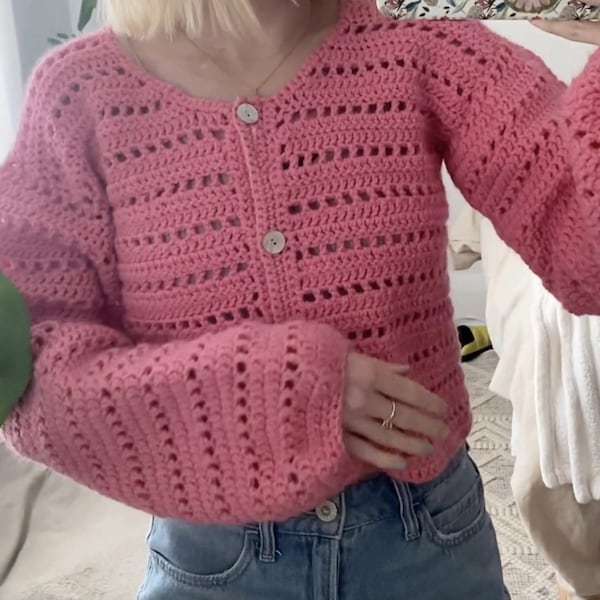 Basic Mesh Sweater Crochet Pattern/ Shrug Sleeves Top/ No Sew Pattern ...