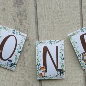 Woodland One High Chair Banner, Woodland First Birthday ONE Banner ...