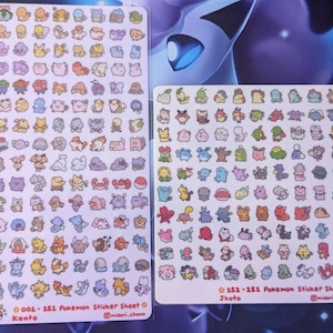 Pastel Tiny Derpy Poké Gen 1-9 Starters Sticker Sheet 27 Stickers - Etsy