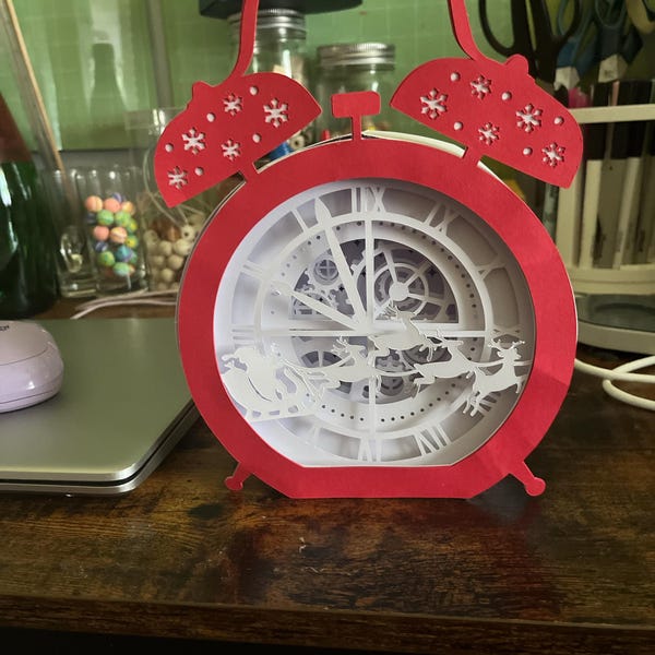 Christmas Clock Shadow Box SVG - Merry Christmas Paper Template SVG ...