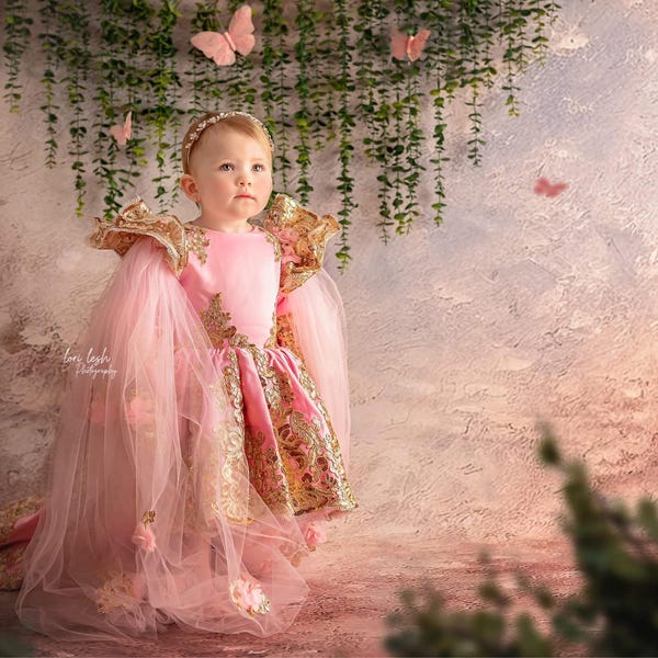 Pink Girl Birthday Dress, Baby Wedding Dress, Pink Puffy Dress, 1st ...