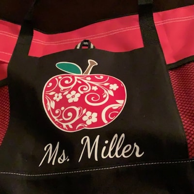 Teacher Tote, Personalized Teacher Bag, Zippered Book Bag, Teacher ...