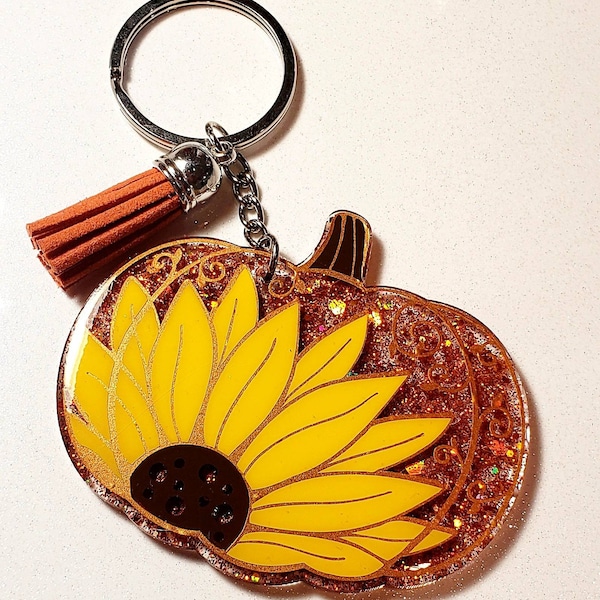 Fall Pumpkin Sunflower Key Chain SVG. Sunflower Svg, Key Chain Svg ...