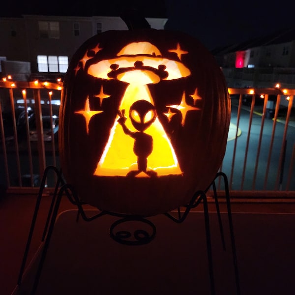 Alien Pumpkin Stencil, UFO Printable Stencil, Jack O' Lantern, Pumpkin ...