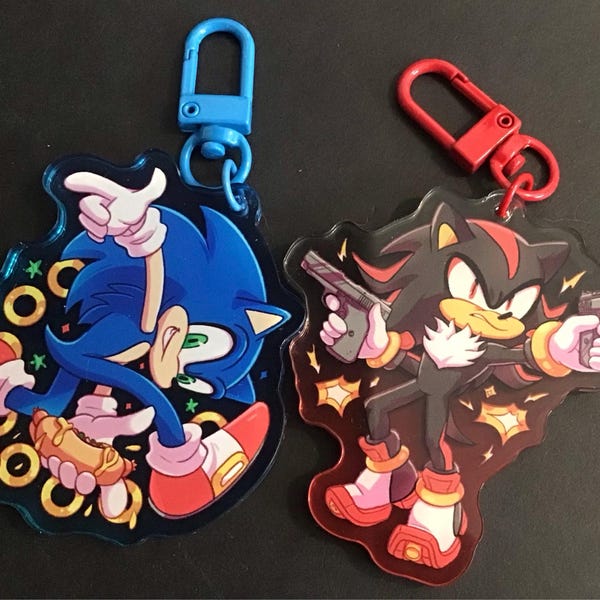 Sonic Inspired Colourful Gradient Acrylic Keychains Charms Shadow ...