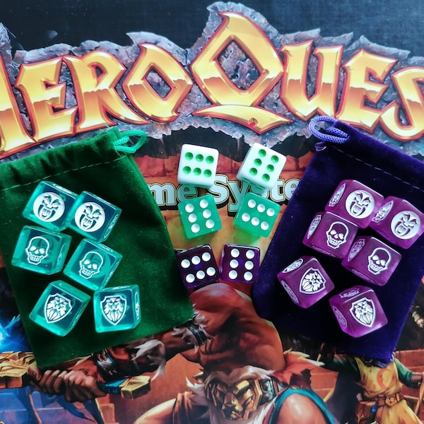 Special Dice Set - for Use With Heroquest - Combat & Movement, With Bag ...