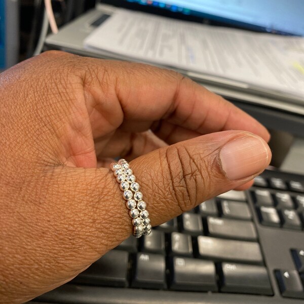 925 Sterling Silver Stretch Rings Stack of 2, Stacked Rings, Womens ...