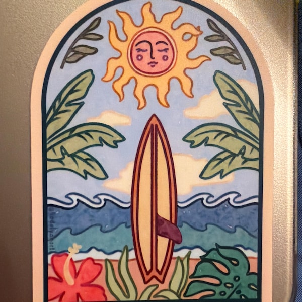 Sun and Surf Water Bottle Sticker - Etsy