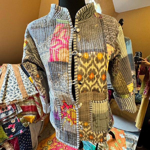 Patchwork Jacket, Indian Cotton Handmade Winter Jacket,hand Stitched ...