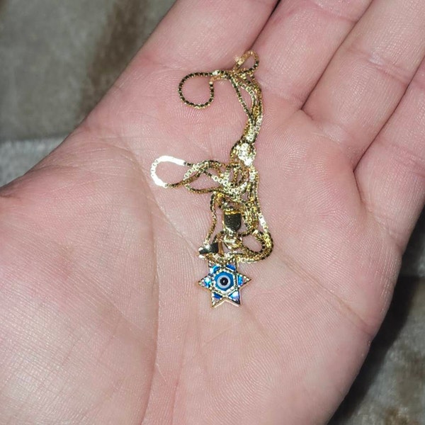 Teardrop Evil Eye Pendant With Ocean Blue Glass Evil Eye Tiny Teardrop ...