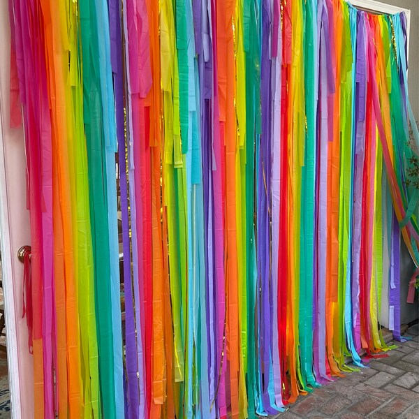 Streamer Backdrop, Fringe Backdrop, Rainbow Backdrop, Rainbow Party ...