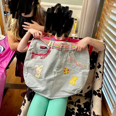 Lace Trimmed Denim Backpack Made From Bib Overalls. - Etsy