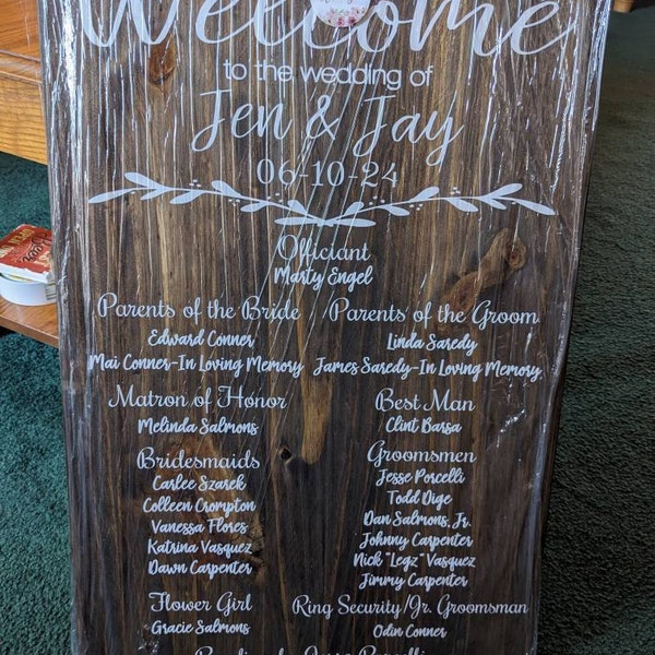 Wedding Program Sign | Bridal Party Sign | Alternative Wedding Program ...