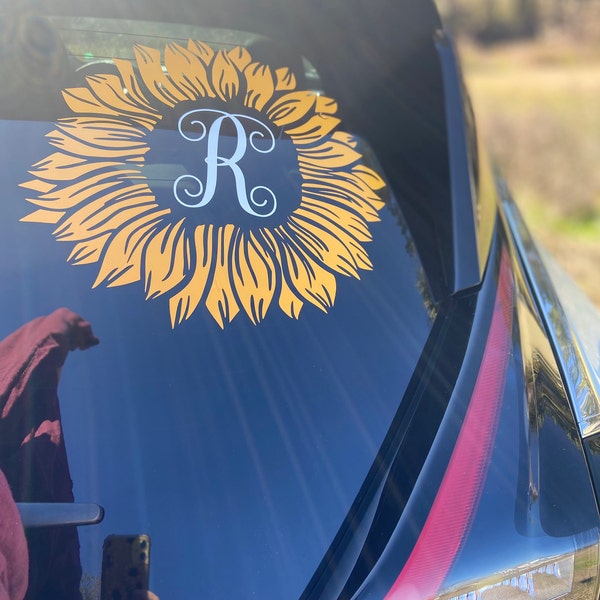 SUNFLOWER Monogram//monogram Decal//sunflower Decal//sunflower ...