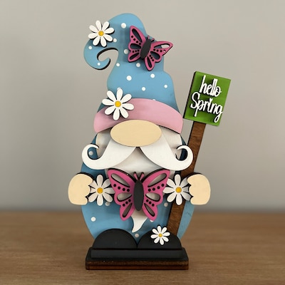 Spring Butterfly Gnome SVG File Laser Cut File Glowforge Standing Gnome ...