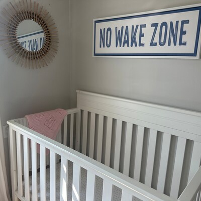 No Wake Zone Sign Sign Above Bed for Lake House Nursery Decor Lake Wall ...