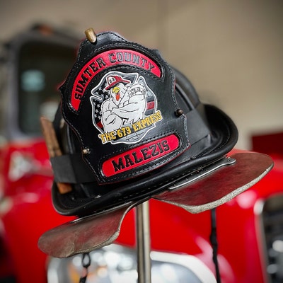 CUSTOM LEATHER Shield Front Patch Plaque Custom Made Leather Fireman ...