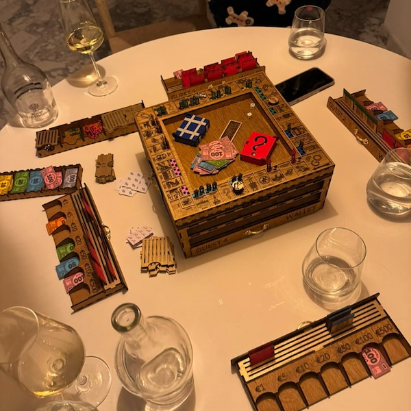 FULLY Personalised Customopoly Wooden Board Game With Turntable, Bank ...