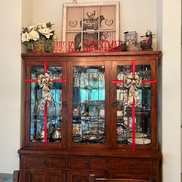 Natural Burlap Handmade Wired Bow Choose Size Fall Bow Autumn Bow ...