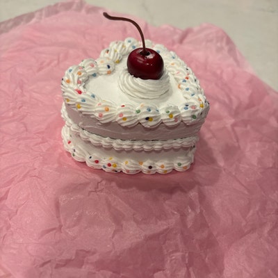 Fake Cake Mini Heart-shaped Cake Box With Sprinkles - Etsy