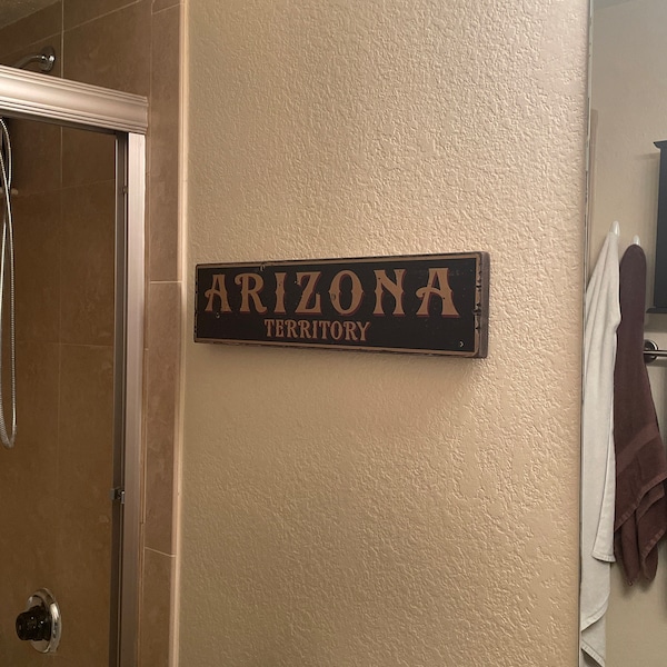 Distressed Arizona Territory Sign, Rustic Wooden Wall Decor - Etsy