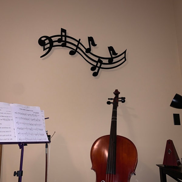Large Metal Crafted Music Notes W/ Bass Clef Wall Art Hanging Artwork ...