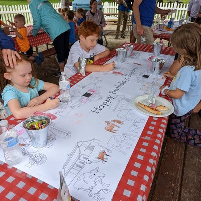 Farm Themed Birthday Party Table Runner Coloring Page Personalized Gift ...