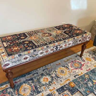 Bedroom Ottoman Bench, Wood Bench, Boho Chair, Dining Table Bench ...