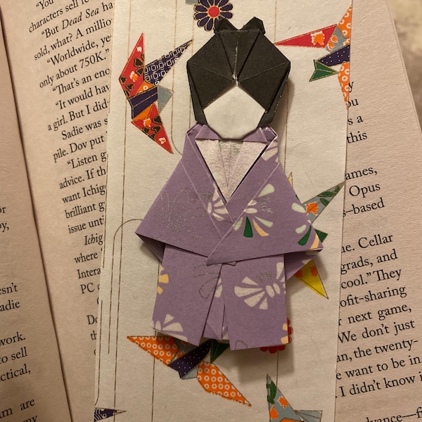 Japanese Origami Book Corner, Origami Bookmark, Book Lover Gift ...