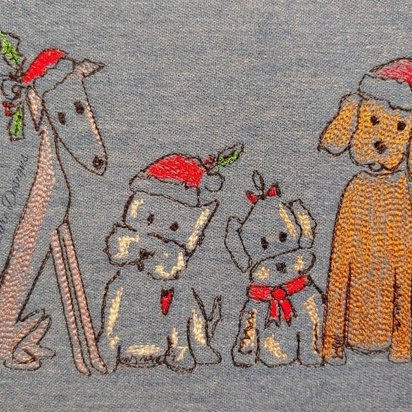 Embroidery Designs, Christmas Dogs Embroidery, Christmas Applique ...