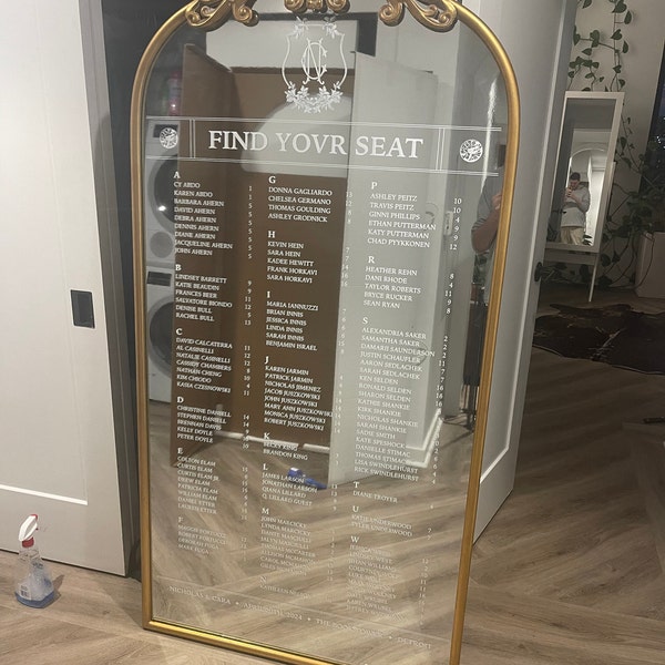 Scroll Wedding Mirror Seating Chart Static Cling Decal - Etsy