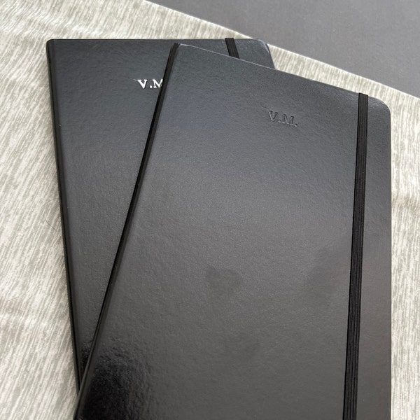 Personalised Black Leather Notebook, Personalised Notebook, A5 Luxury ...