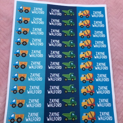 Boy Name Labels, School Supply Stickers, Daycare Labels Pack, Truck ...