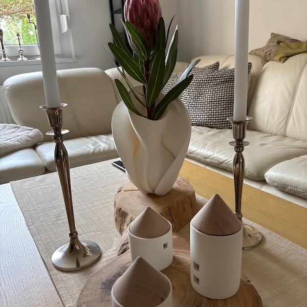 Abstract Flower Vase for Mantel, Modern Wavy Vase With Layered Design ...